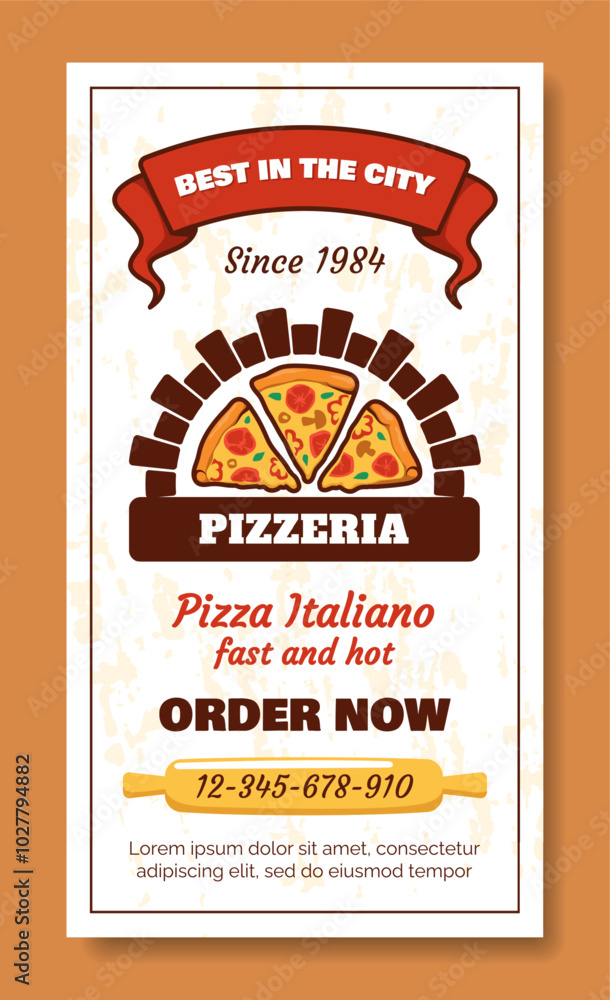 Pizza logo. Pizzeria flyer design. Italian food. Restaurant order ...