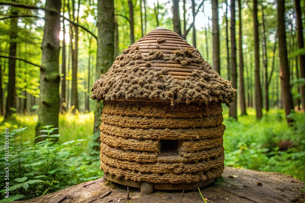 Extreme close-up of an ancient beehive on the edge of a forest Stock ...