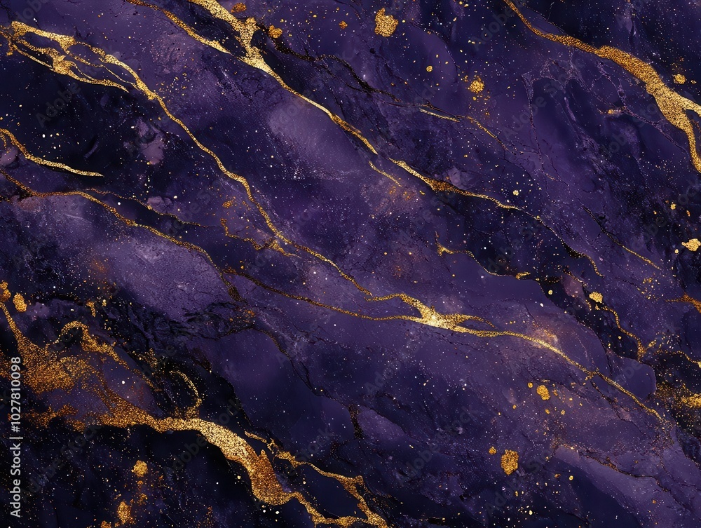 luxurious purple marble texture, rich gold splashes create a stunning ...