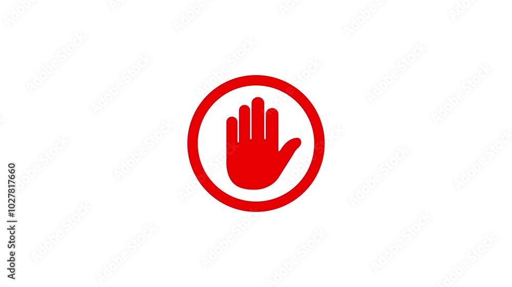 Warning attention animation with hands icon, Stop hand sign animation ...