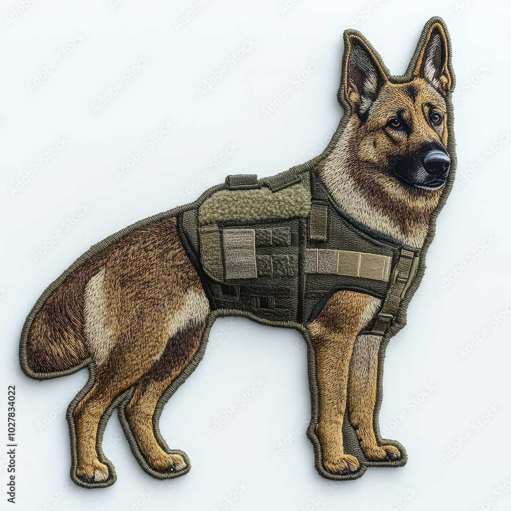 German Shepherd in tactical gear embroidered patch badge on isolated ...