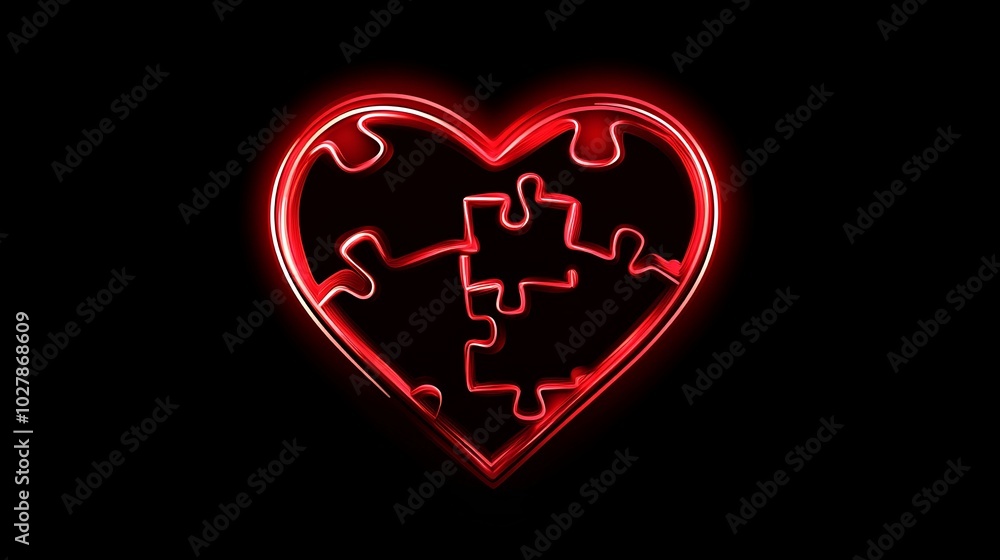 Heart Puzzle Symbol Icon – Simple Red Isolated Vector Illustration ...