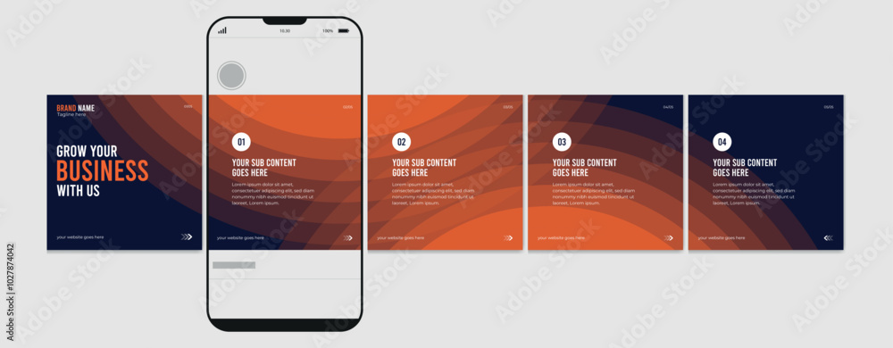 Business carousel post template for advertising, Set of carousel post ...
