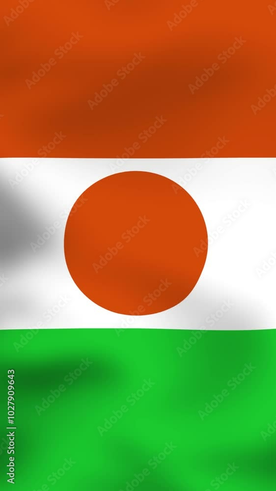 Vertical, portrait video waving national flag of Niger. Smooth ...
