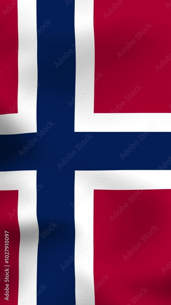 Vertical, portrait video waving national flag of Norway. Smooth ...