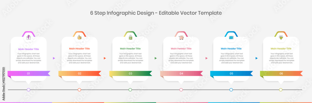6 step Infographics Design Template, Chart diagram, Graph, Pie chart ...