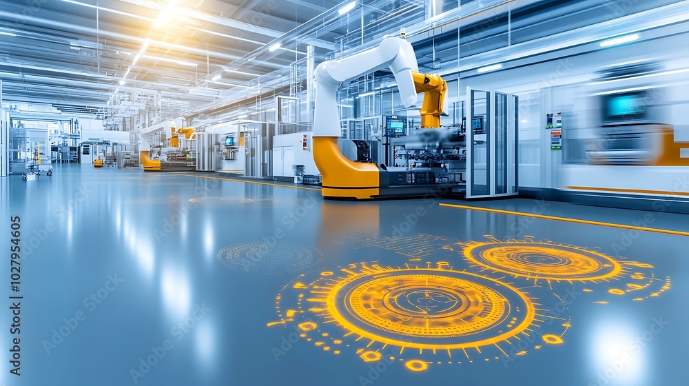 High-Tech Manufacturing Facility: A bright, expansive interior of a ...