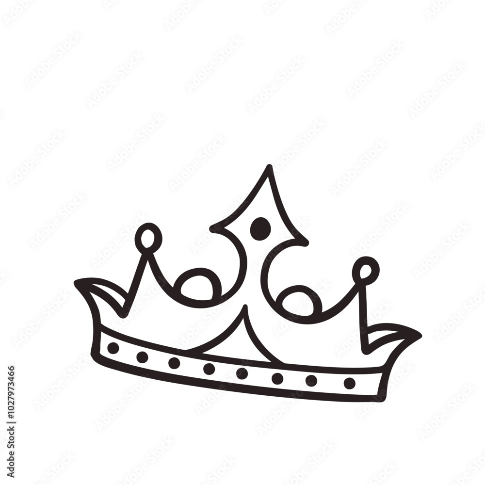Crown hand drawn doodle line icon. Simple sketch of crown of medieval ...