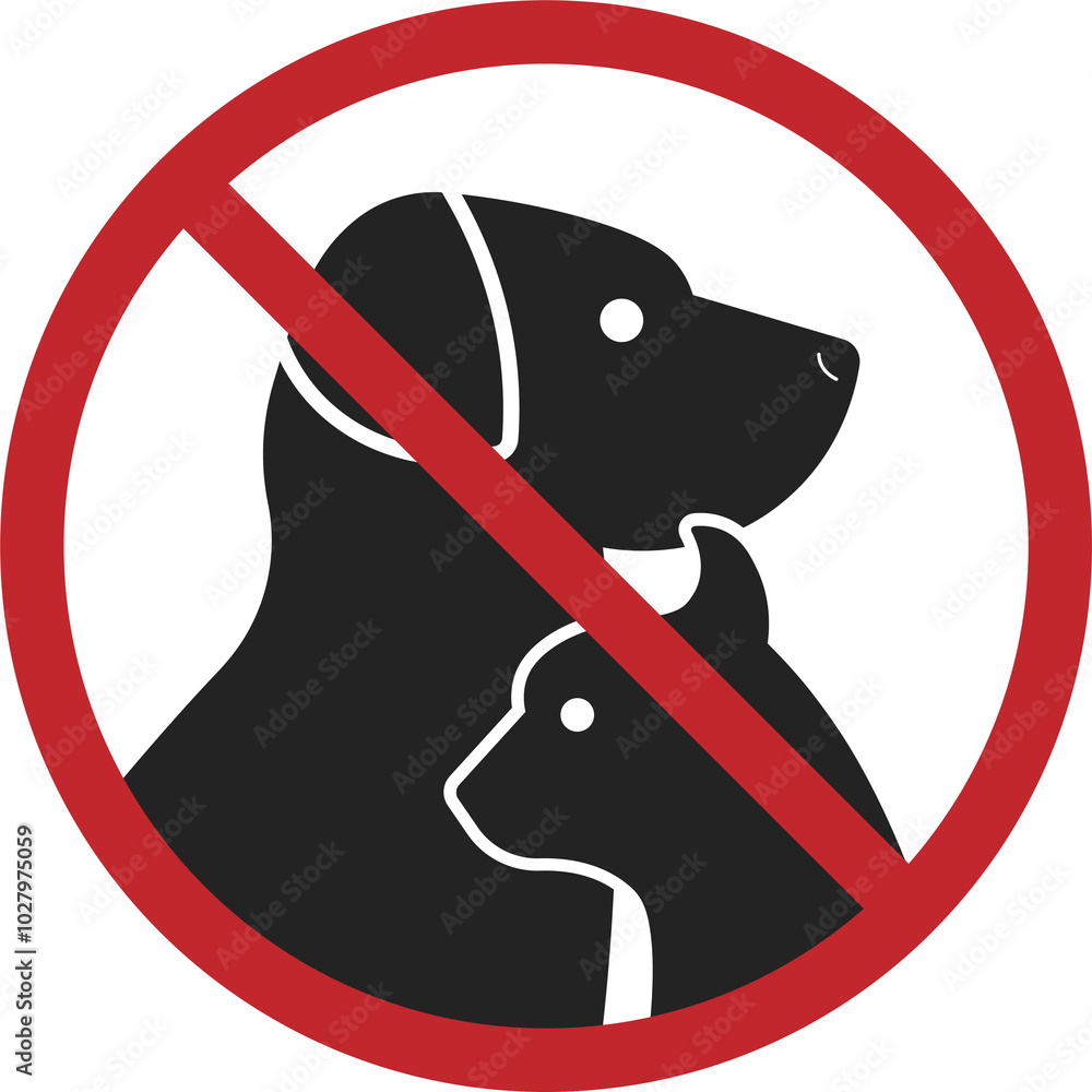 Isolated sign of pets not allow, no pet allowed, animal do not enter ...