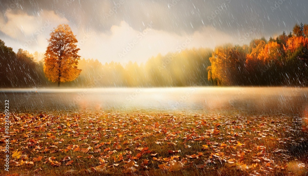 autumn set photo overlays falling leaves fog rain sun light photoshop ...