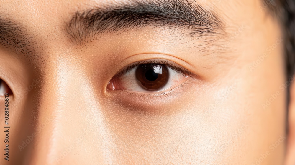Closeup of an Asian man s face with smooth skin and subtle highlights ...