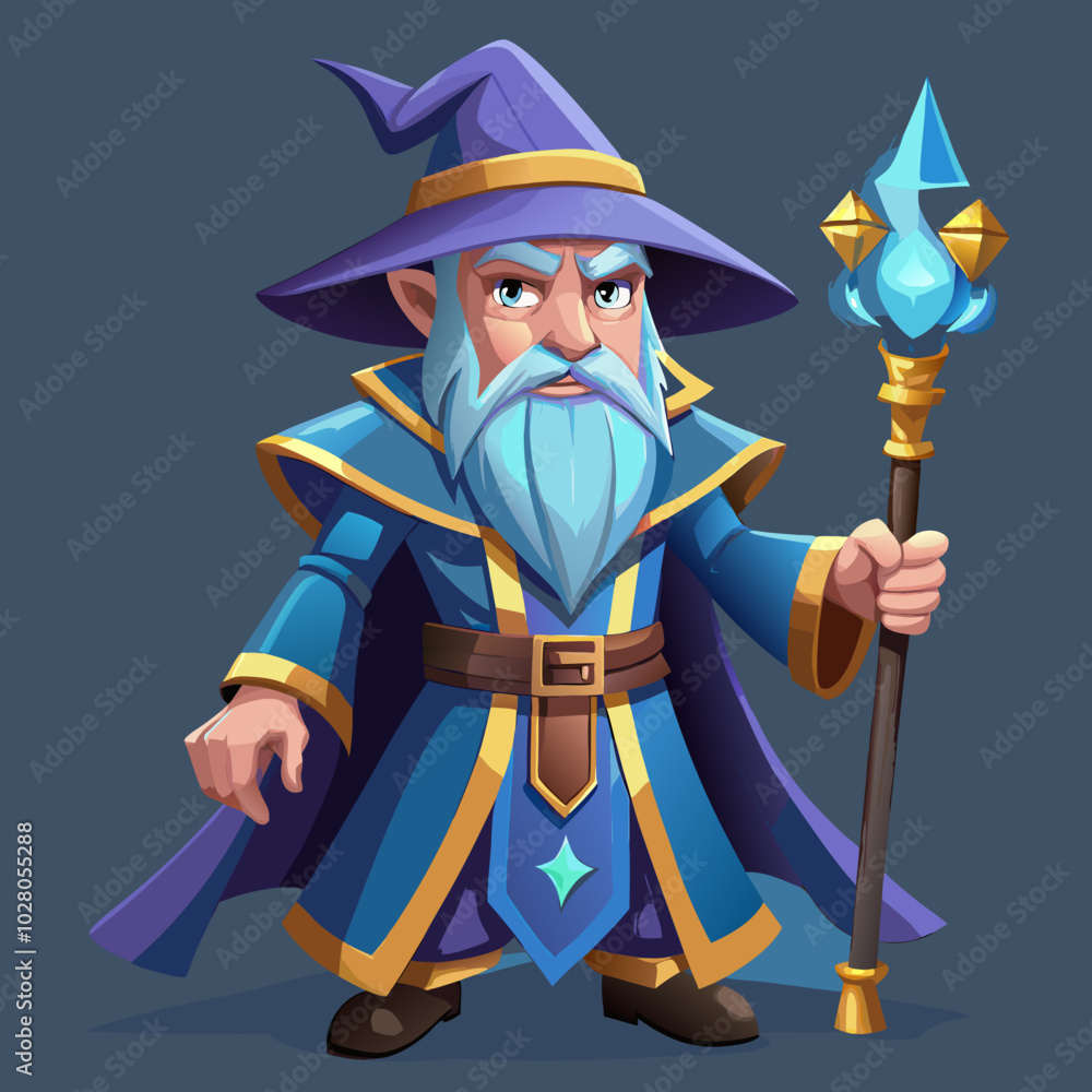 The Mystical Blue Wizard: A powerful and enigmatic wizard with a long ...
