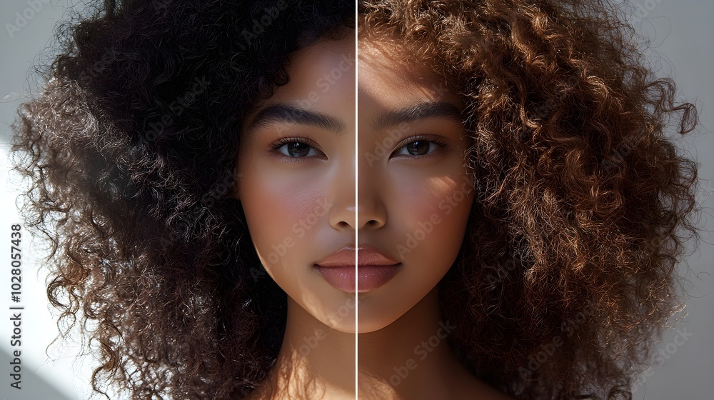 Split image of natural curls before and after deep conditioning with ...
