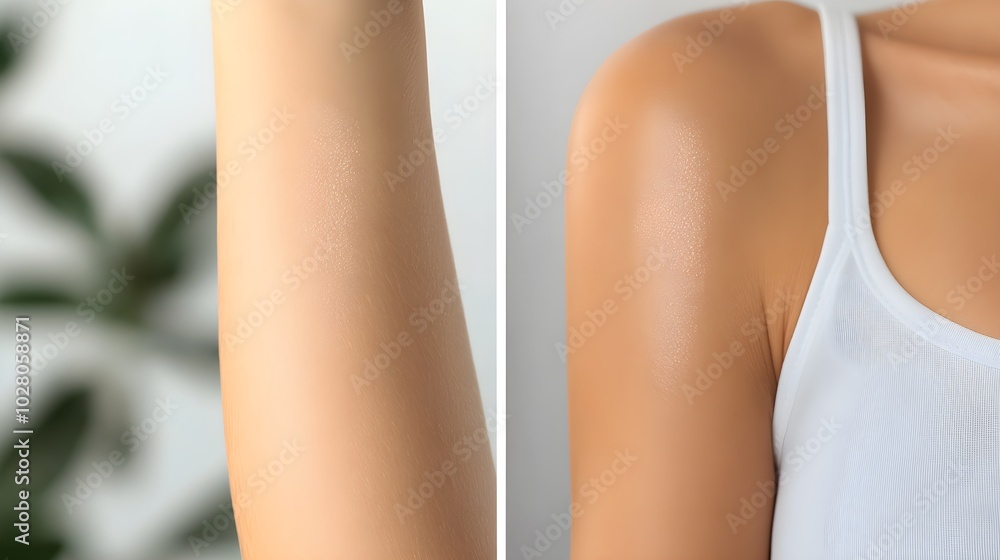 Before-and-after transformation of a woman's underarm, highlighting the ...