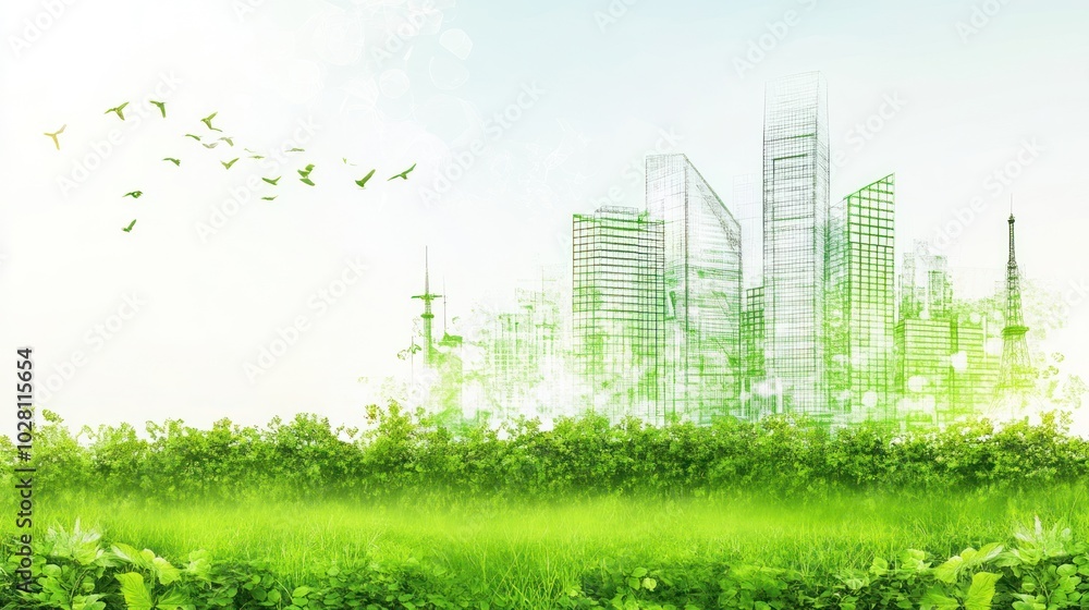 Innovation in green building design background, incorporating eco ...