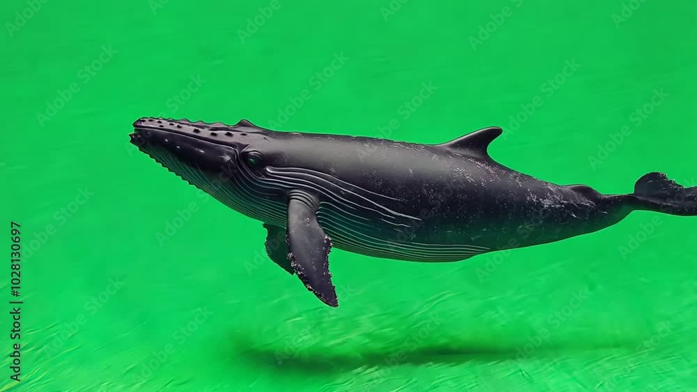 Humpback Whale Gracefully Gliding Through the Green Depths: An isolated ...