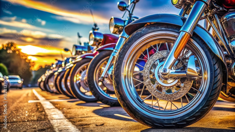 Candid Closeup of Motorcycles in Parking Lot – Capturing the Essence of ...
