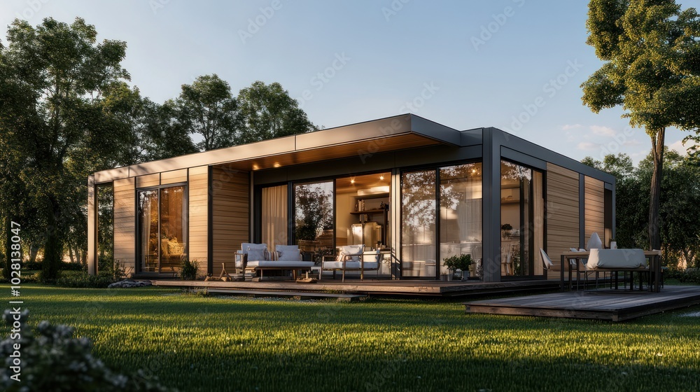 Modular family home design, depicting a home built with prefabricated ...
