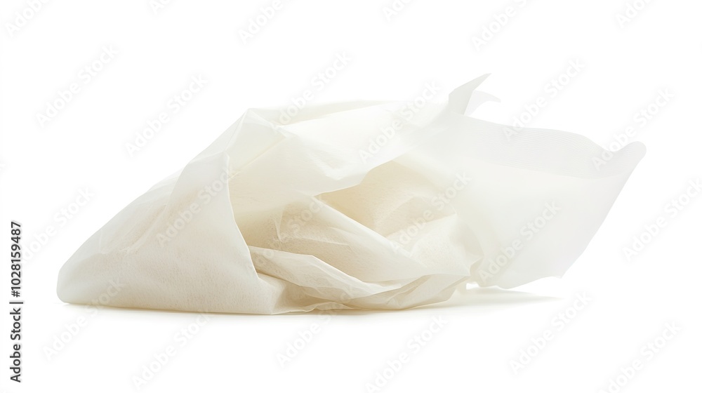 Single tissue sheet isolated on a clean white background, representing ...