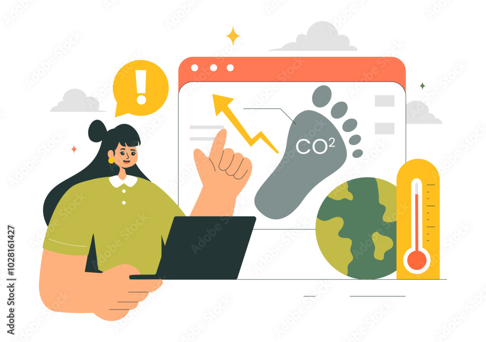 Carbon Dioxide or CO2 Vector Illustration Emphasizing the Importance of ...