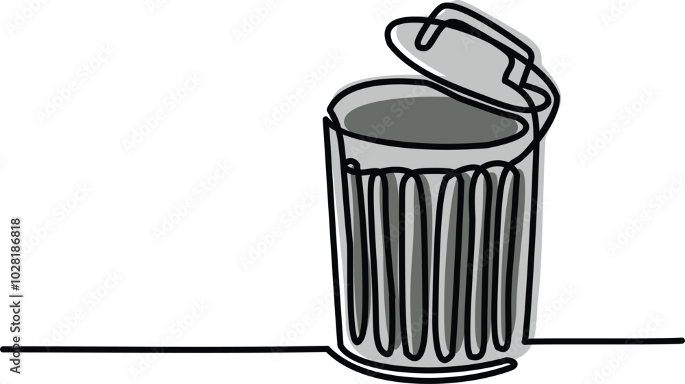 Trash can line art vector graphic illustration. Hand drawn of Rubbish ...