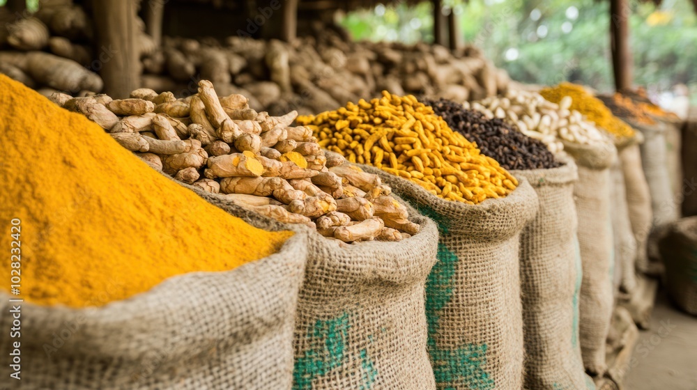 An organic spice industry in Asia, where farmers dry and package spices ...