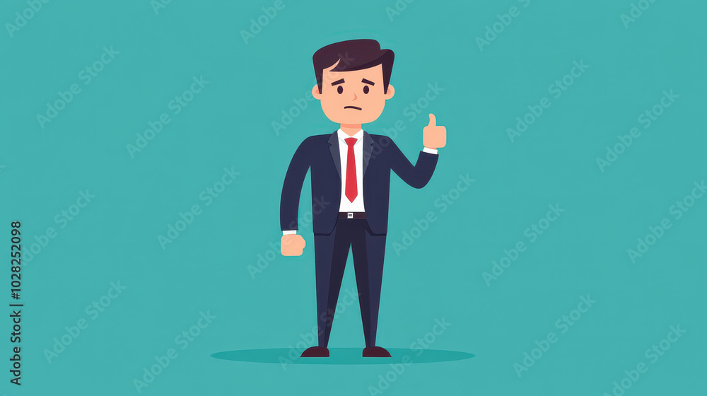 Cartoon of a businessman showing disapproval with a thumbs down ...