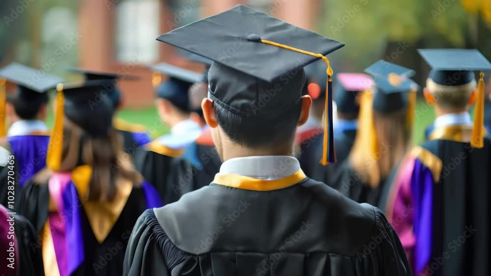 University Graduation Ceremony with Group of Students in Caps and Gowns ...