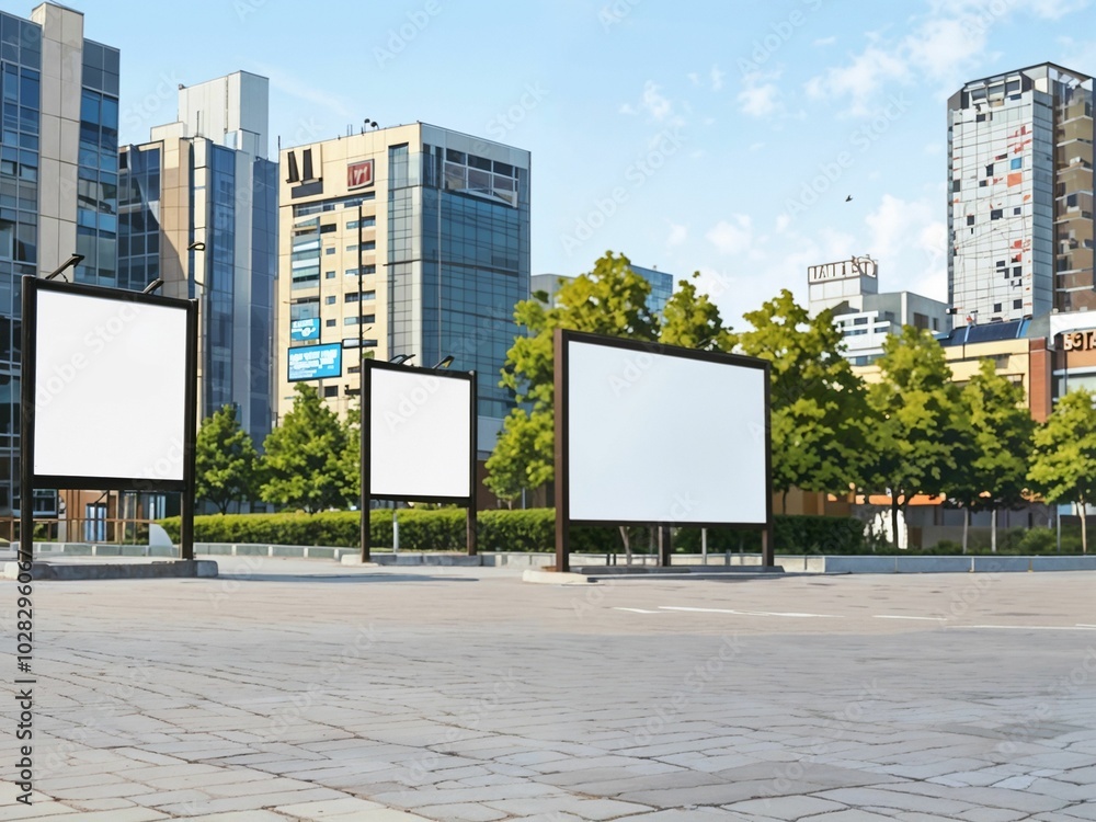 Advertising boards located in front of buildings or shopping centers ...