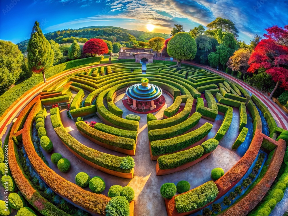 360 Degree Labyrinth Abstract Maze Background in Equirectangular ...