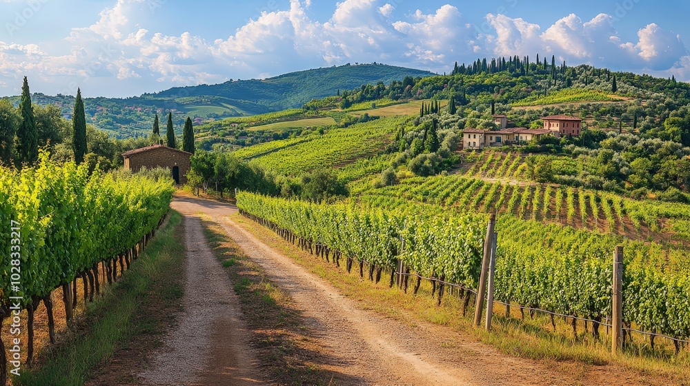 A drive through the scenic wine country of Tuscany, with rolling ...