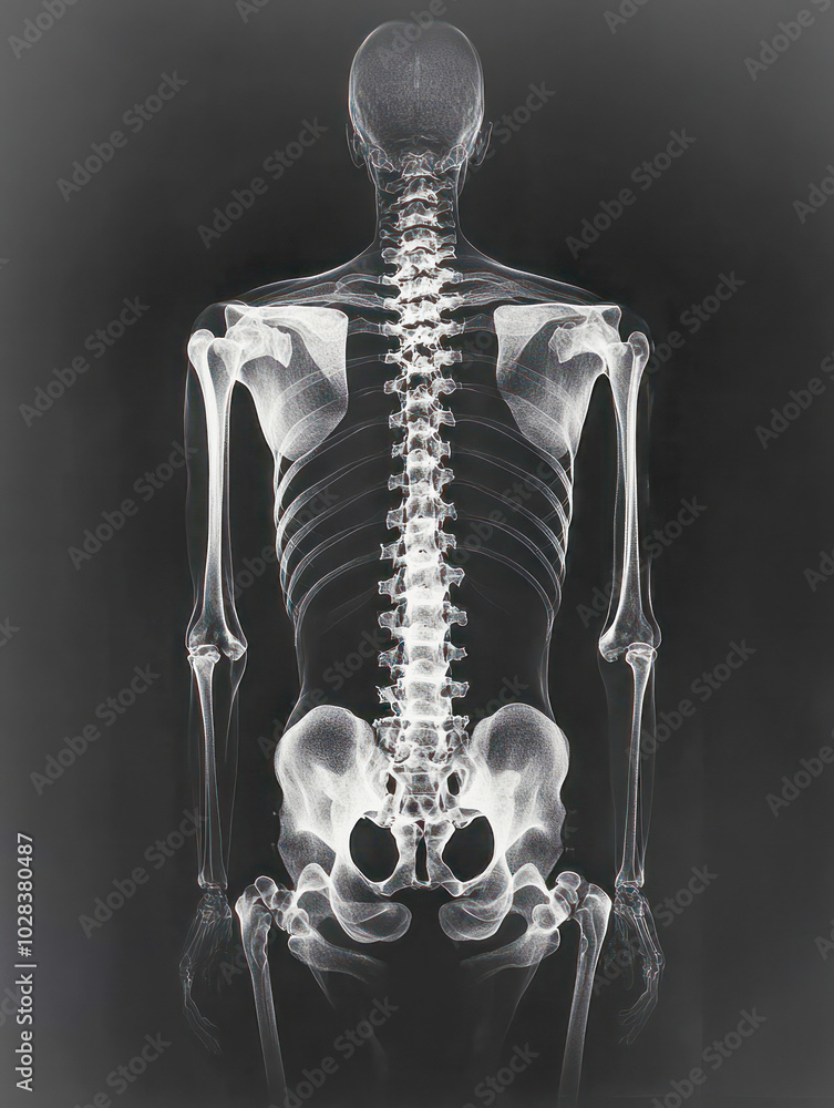 Full-Body Skeleton X-ray Image Showing Bone Structure Stock Photo ...