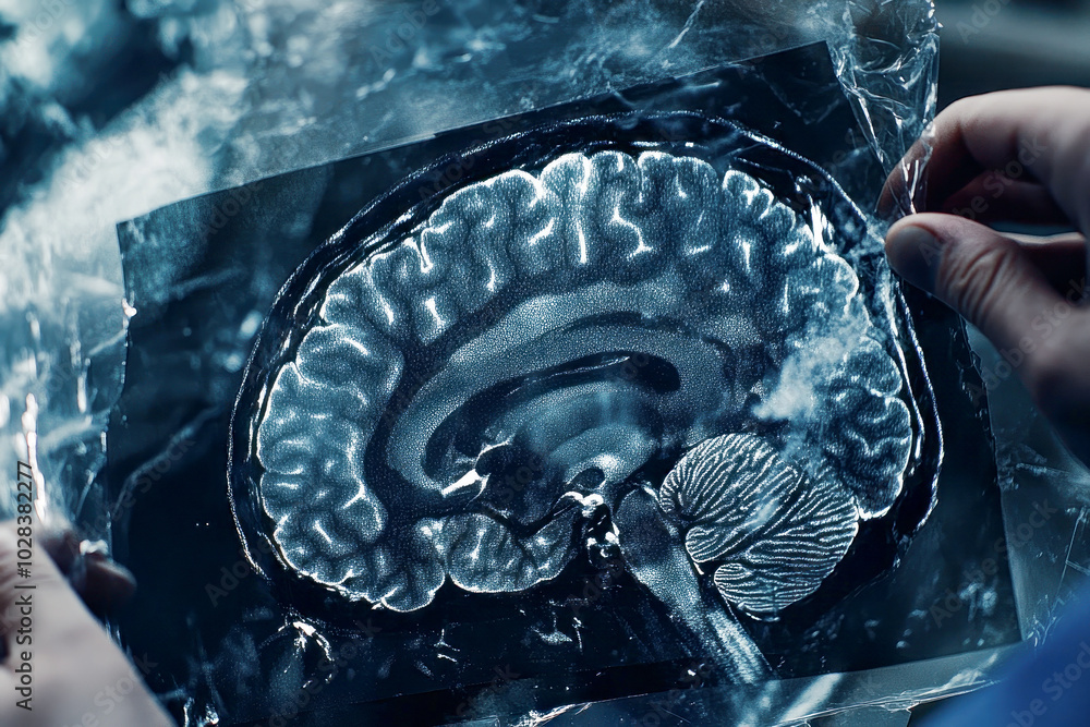 Brain MRI scan showing detailed cross-section of human brain Stock ...
