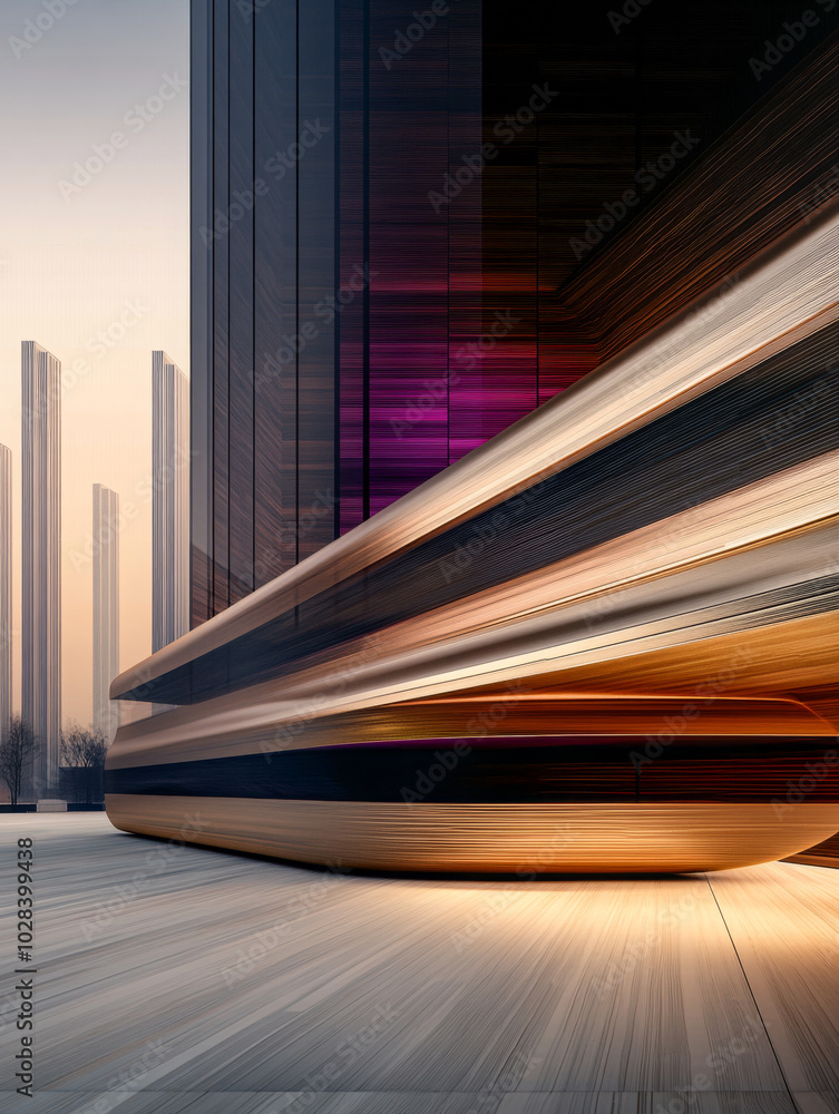 Modern architectural design features a sleek facade with dynamic ...