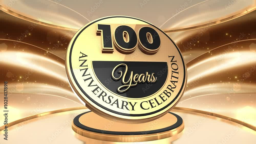 100 years, 100th anniversary logo loop, looped video background ...