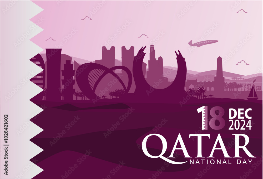 Exclusive Qatar National Day 18th December 2024 Background with Doha ...