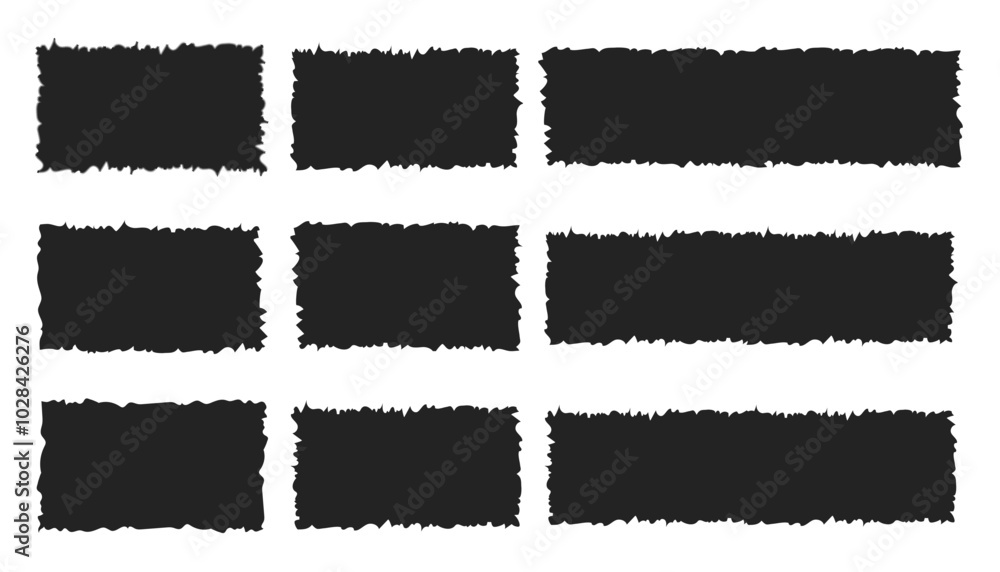 Tattered rectangle jagged edge text box, header border. Ripped and ...