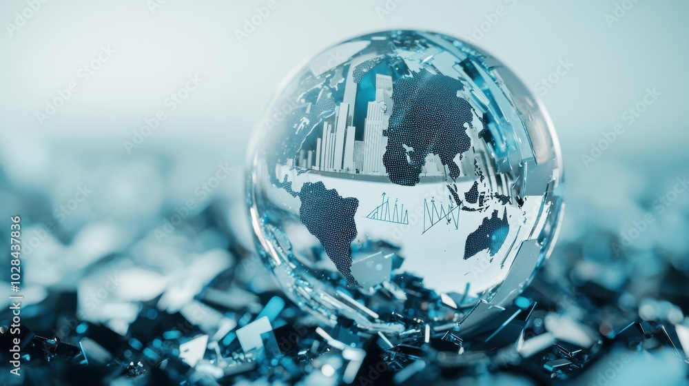Shattered Globe of Finance: A glass globe representing the world ...