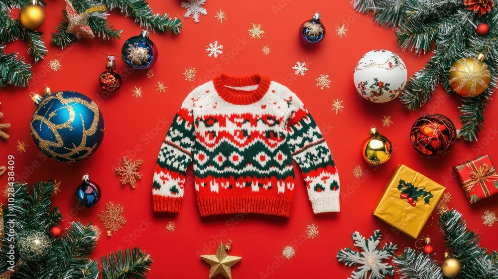 festive national ugly christmas sweater day decorations in vibrant flat ...