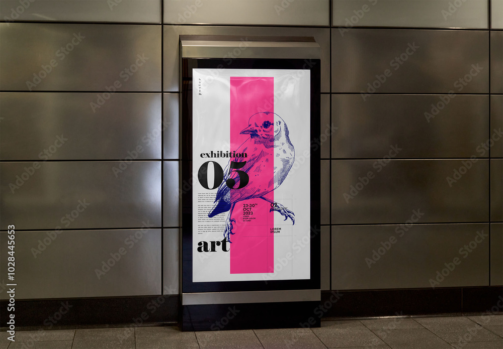 Mockup Of Vertical Customized Poster Inside Building Stock Template ...