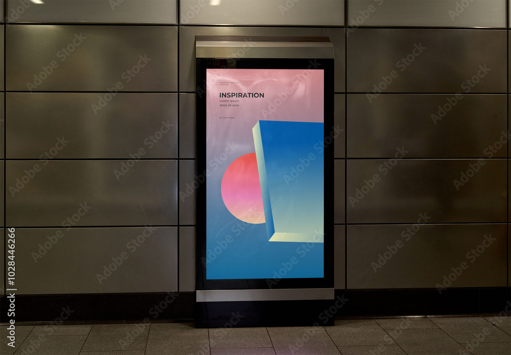 Mockup Of Customizable Vertical Poster Inside Building Stock Template ...