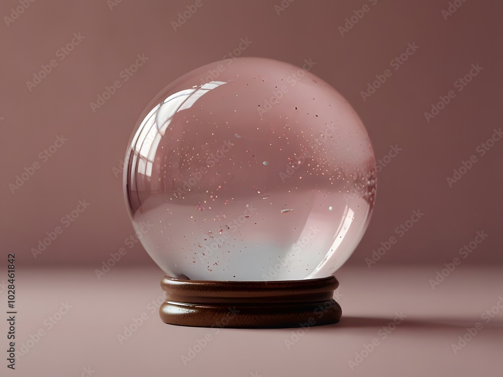 pink crystal ball on a wooden stand creates a mystical and enchanting ...