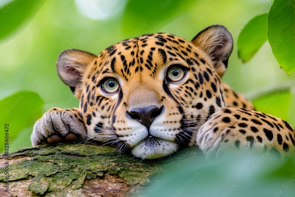 Leopard is looking at the camera with its mouth open. The leopard is on ...