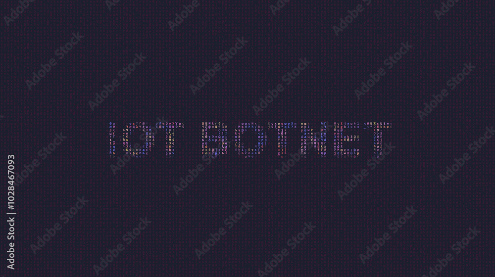 Cybersecurity concept iot botnet on foreground screen, ASCII style in a ...