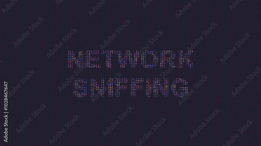Cybersecurity concept network sniffing on foreground screen, ASCII ...