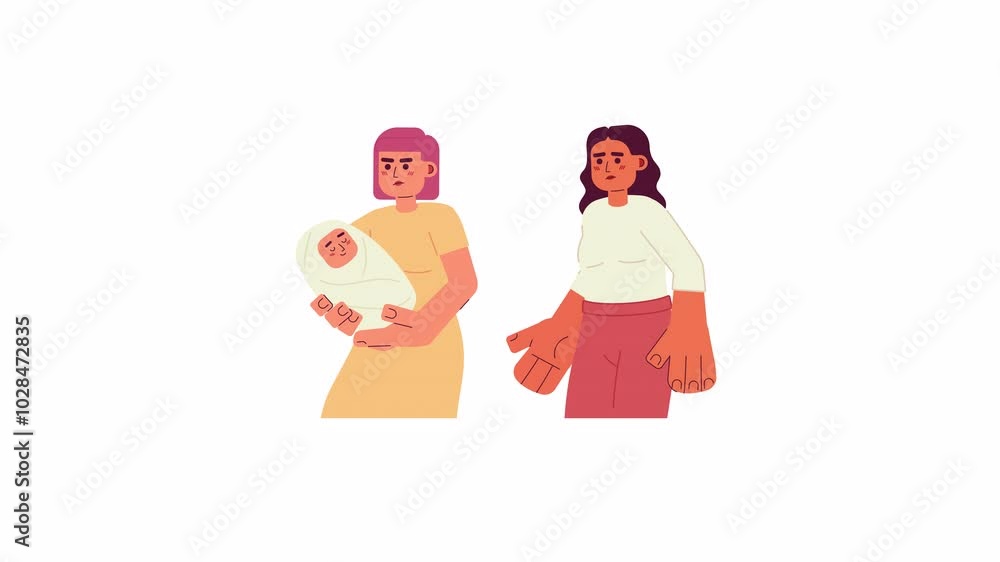Avoid letting strangers touch your baby cartoon animation. Protective ...