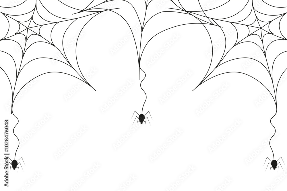 Halloween Frame isolated transparent background. Spider web and black ...