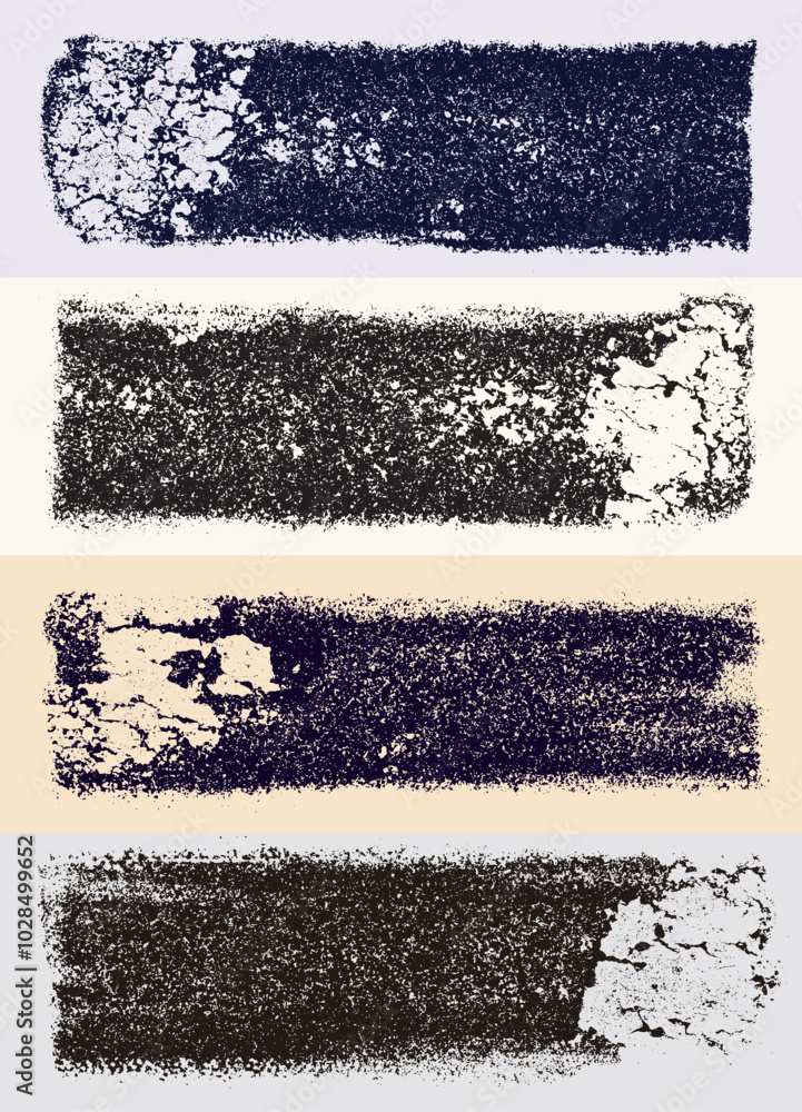 Set of vector letterpress ink textures. Collection of black rough ...