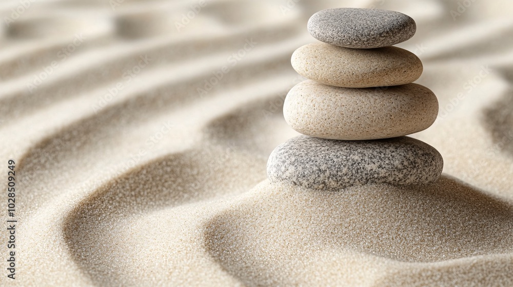 2410_105.close-up view of a rock stack in a zen sand garden, with ...