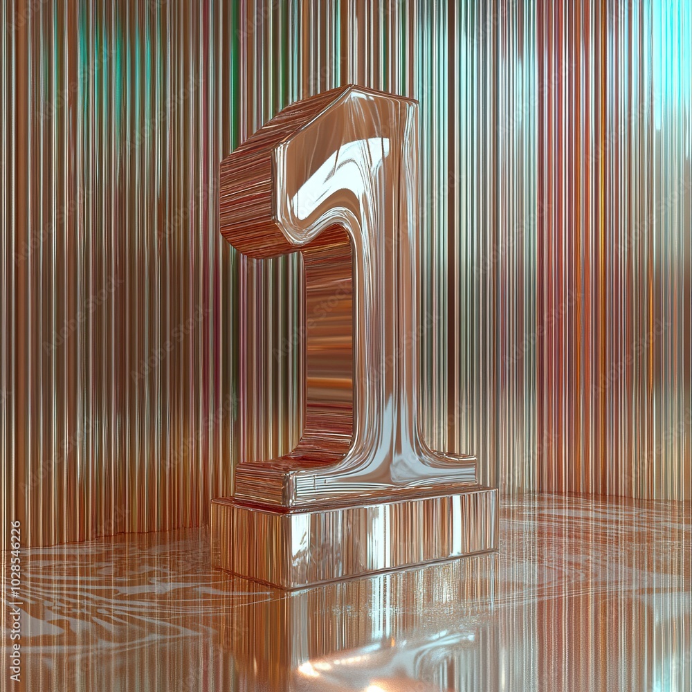 A 3D stylized number 1-10 with deep perspective, rendered in a ...